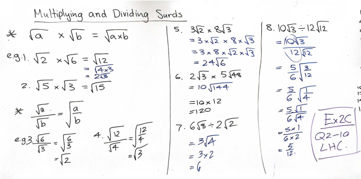 Multiplying and Dividing Surds: Lesson 4 Notes - Studocu