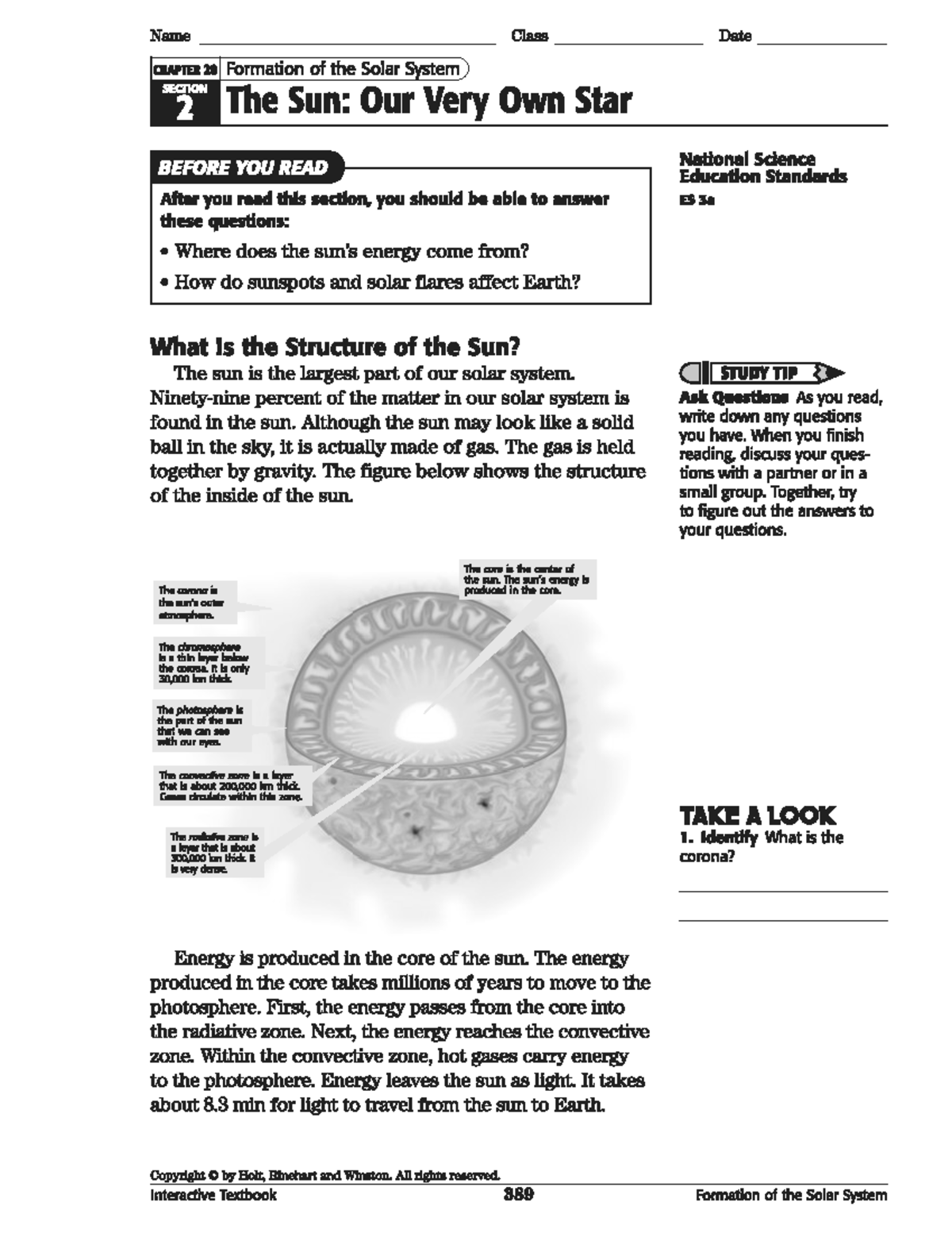 Earth Science Sun Study Guide: Chapter 20 - Formation of the Solar ...