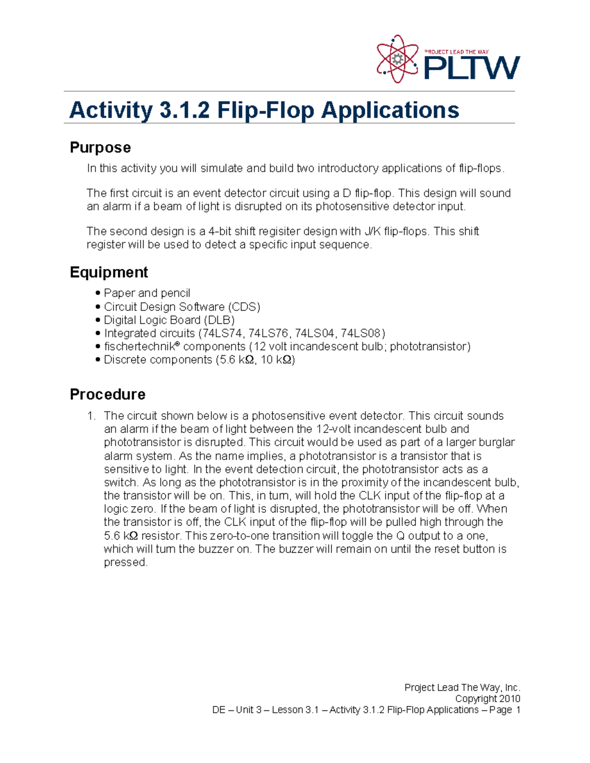 A3 1 2 Flip-Flop Applications: Event Detector & Shift Register Design ...