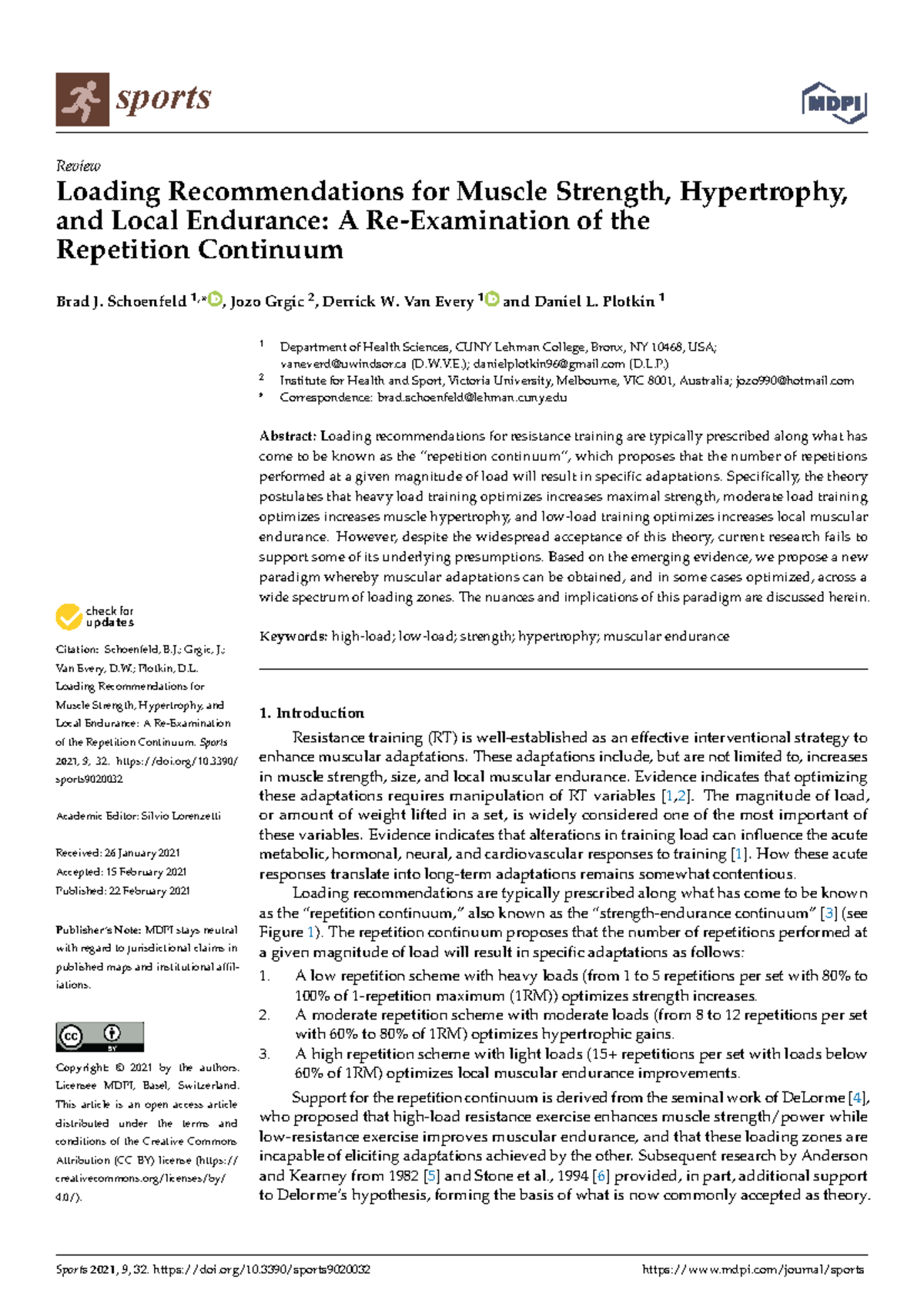 Sports 2021, 9, 32: Revisiting the Repetition Continuum for Muscle ...