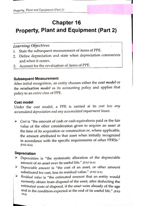PPE-PART-1 - PPE 2 - Chapter 66 Chapter 15 Property, Plant and ...