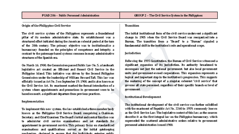 The Civil Service System in the Philippines: An Overview of Public ...