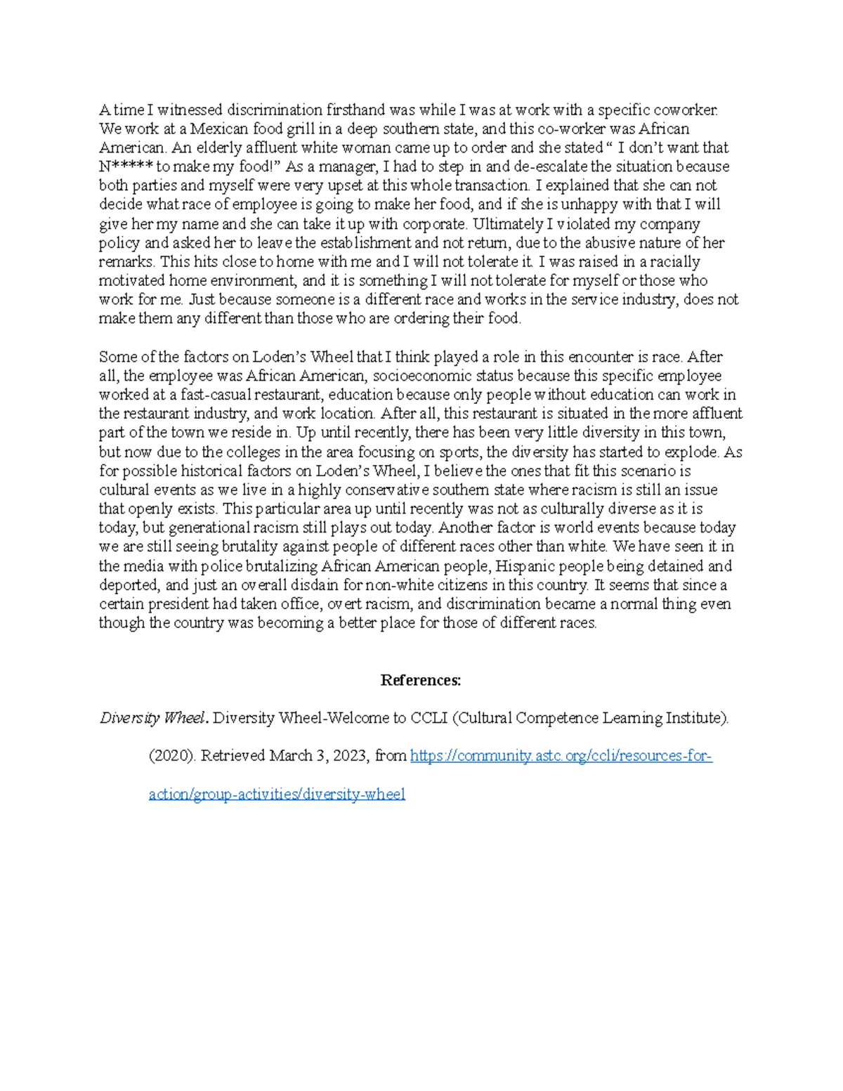 1-3 Journal: Reflections on Discrimination & Loden’s Wheel Insights ...