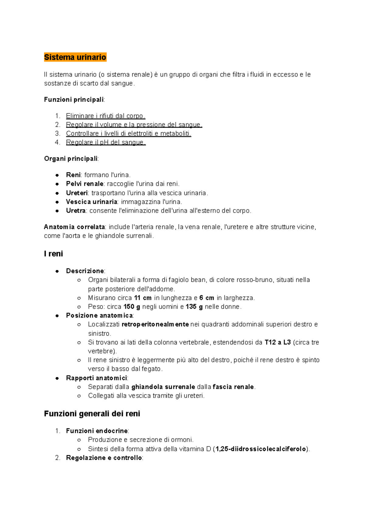 "Regolazione della Filtrazione Glomerulare (GFR) e Meccanismi di ...