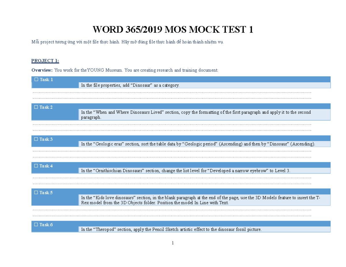 [WORD 365-2019] Comprehensive Mock Test 1 for MOS Certification - Studocu