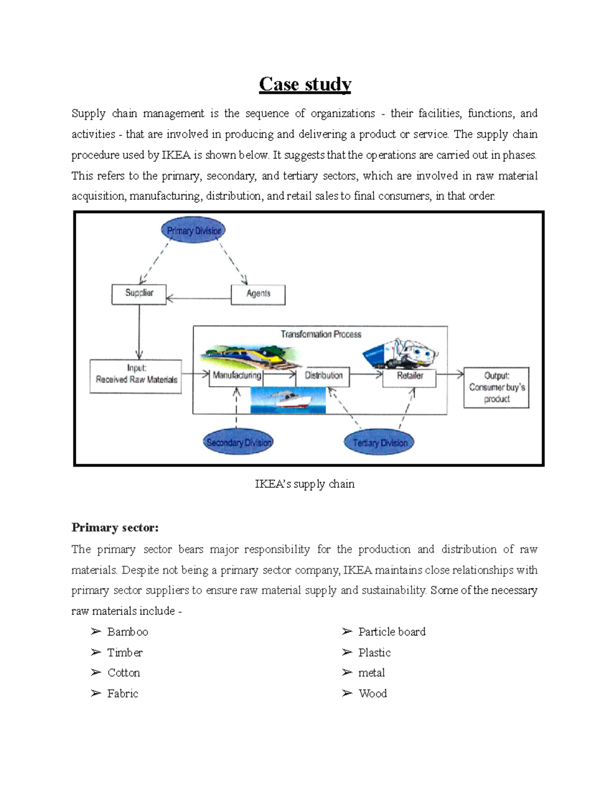 IKEA - Case study Supply chain management is the sequence of ...