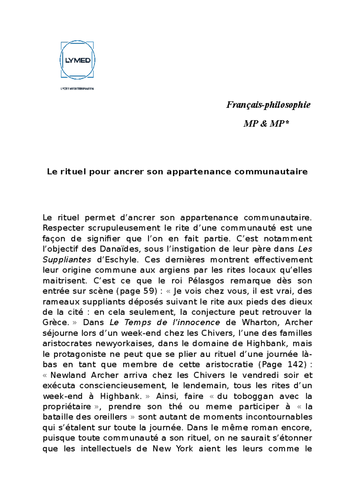 E.T 6 Le rituel pour ancrer son appartenance communautaire - Français ...