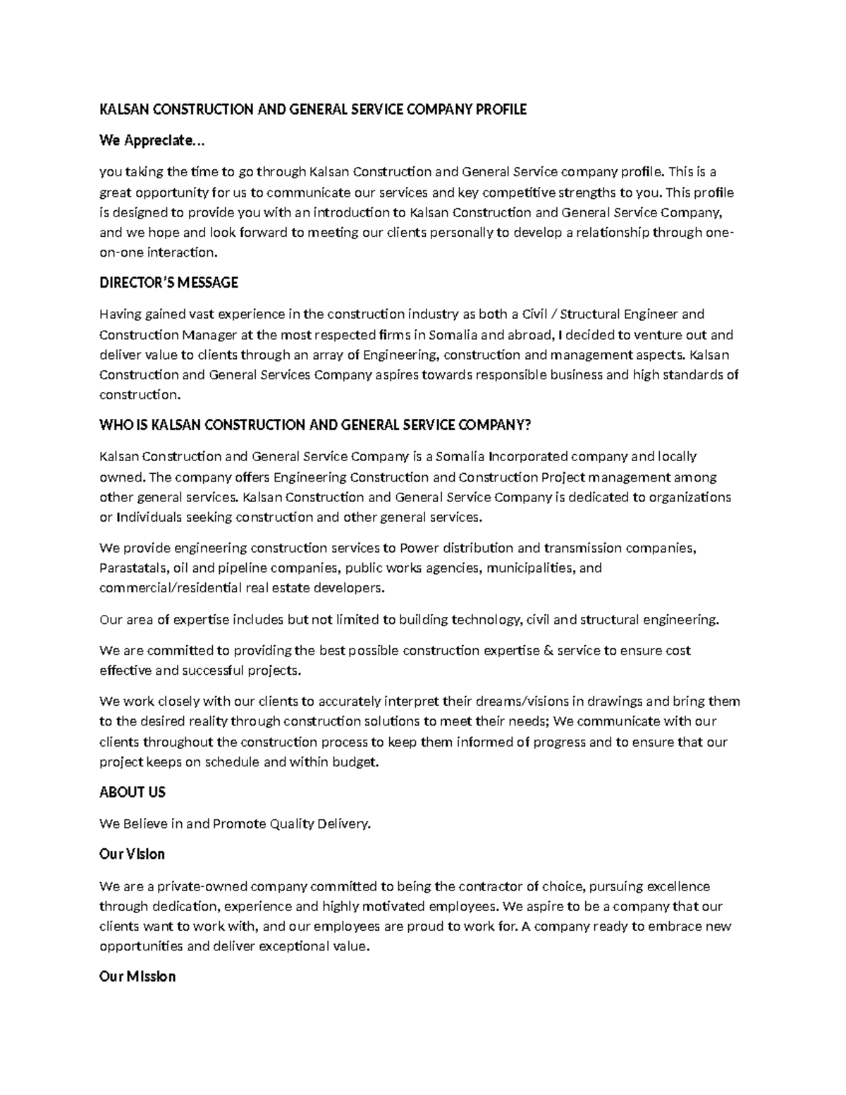 Kalsan Construction and General Service Company Profile - KALSAN ...