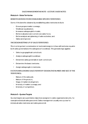 Sales Management N5 Module 1 - Lecture Notes on Personal Selling - Studocu