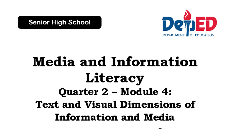 Media and Information Literacy Q2 Module 4: Text & Visual Dimensions Quiz - Studocu