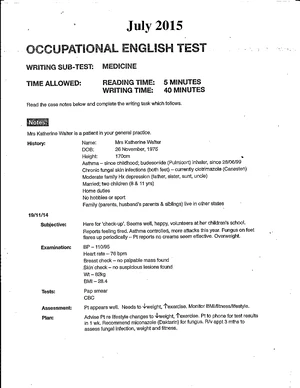 OET writing sample test 18 for doctors - OCCUPATIONAL ENGLISH TEST ...