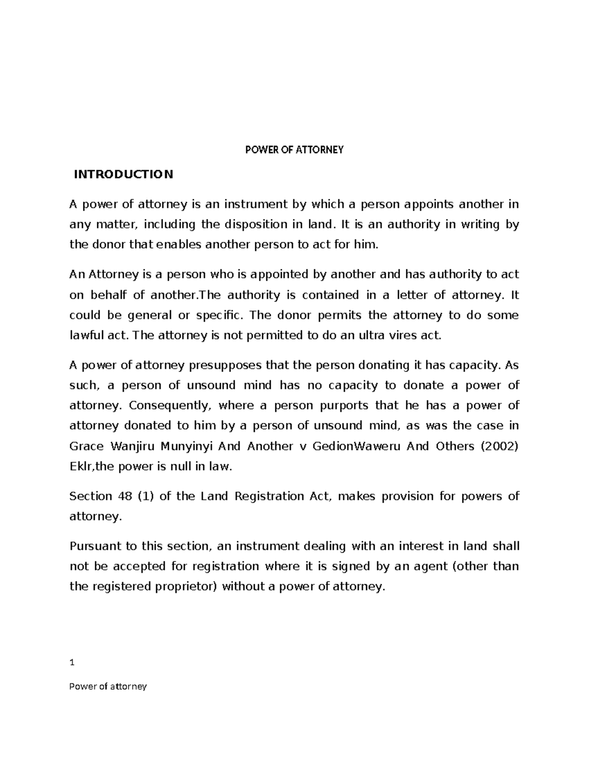 Understanding Power of Attorney: Key Concepts and Legal Insights - Studocu
