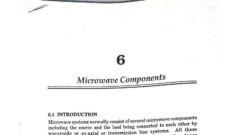 MW Module 2: Overview of Microwave Components and Junctions - Studocu