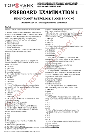 Clinical Microscopy (preboard) - PRE-BOARD EXAMINATION IN CLINICAL ...