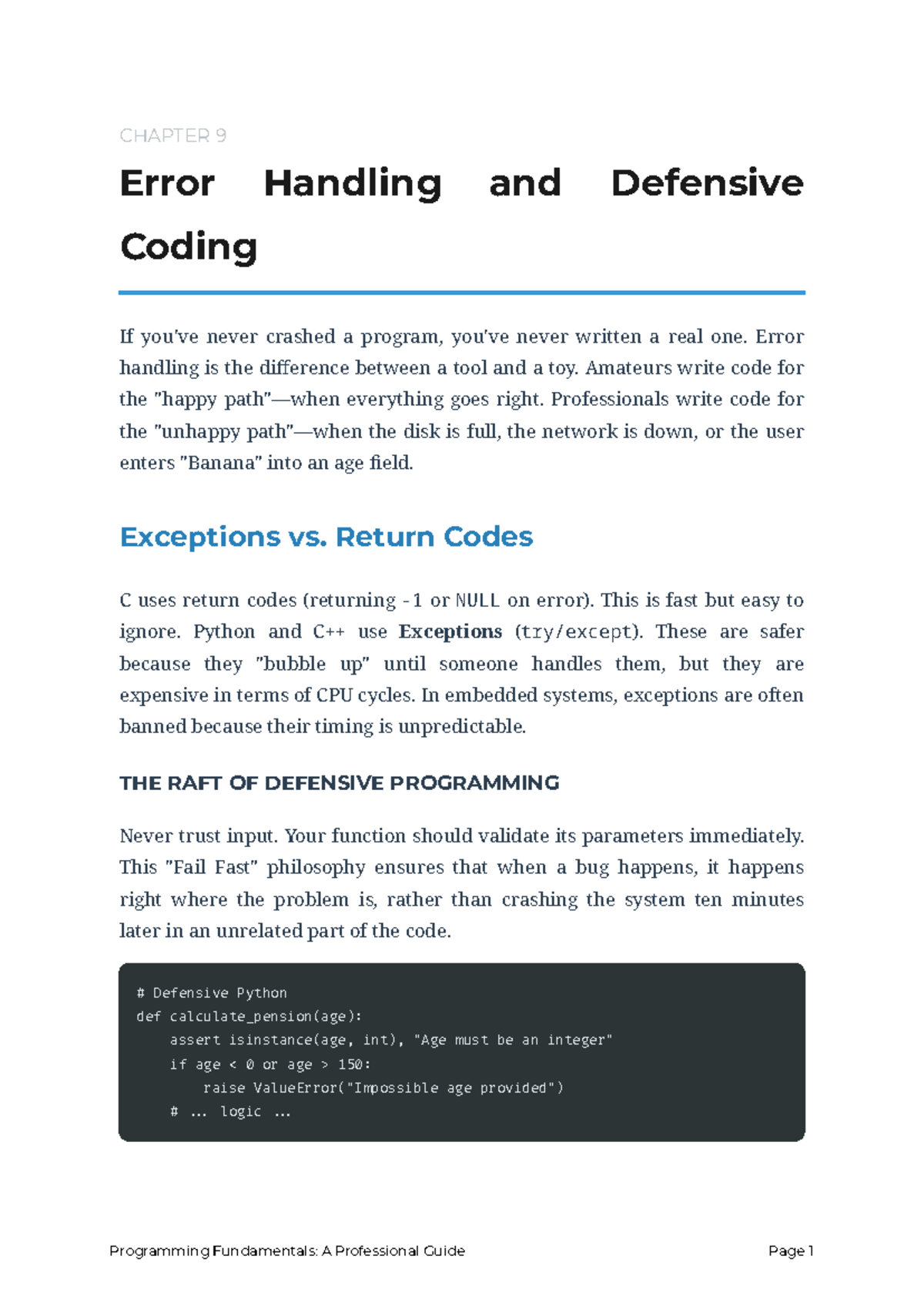 CHAPTER 9: Error Handling & Defensive Coding (CS101) - Studocu