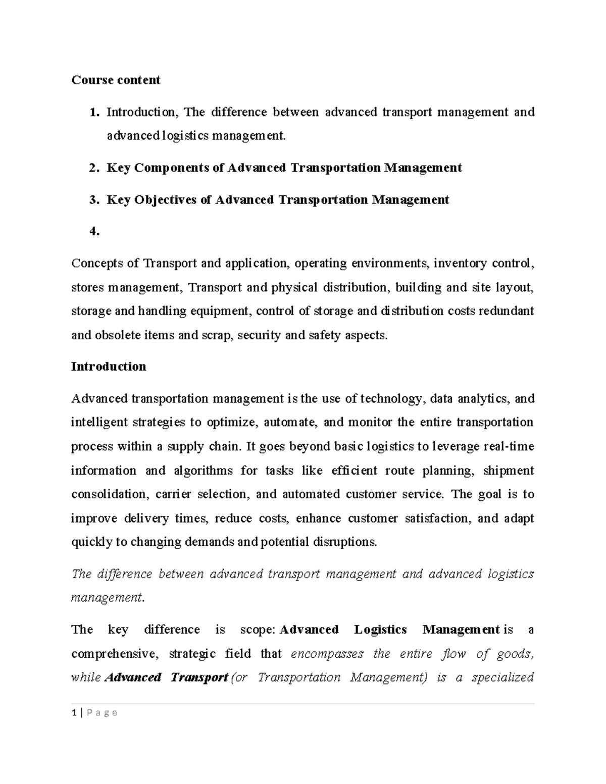 Advanced Transport Management (ATM) Notes: Key Concepts & Strategies ...
