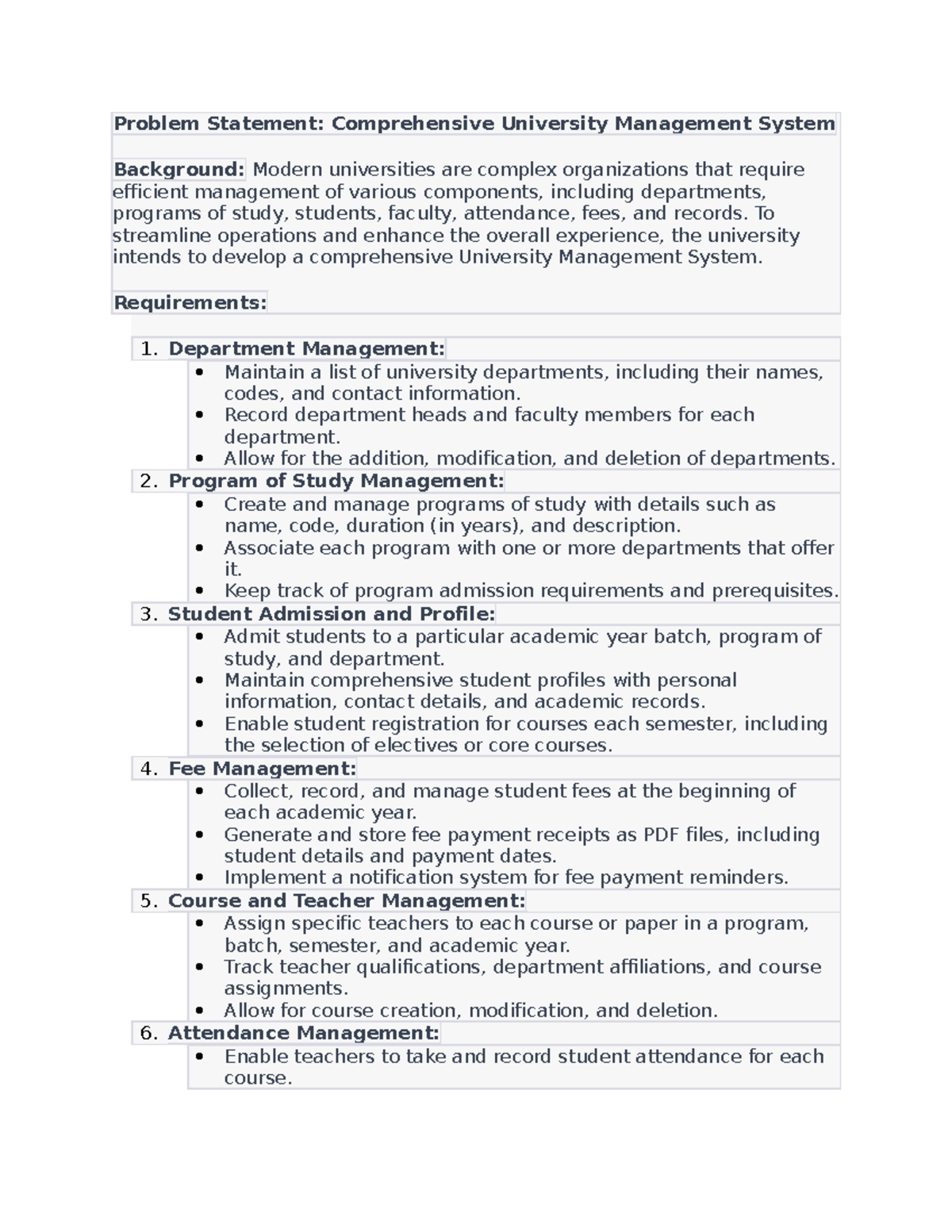 Problem Statement - To streamline operations and enhance the overall ...