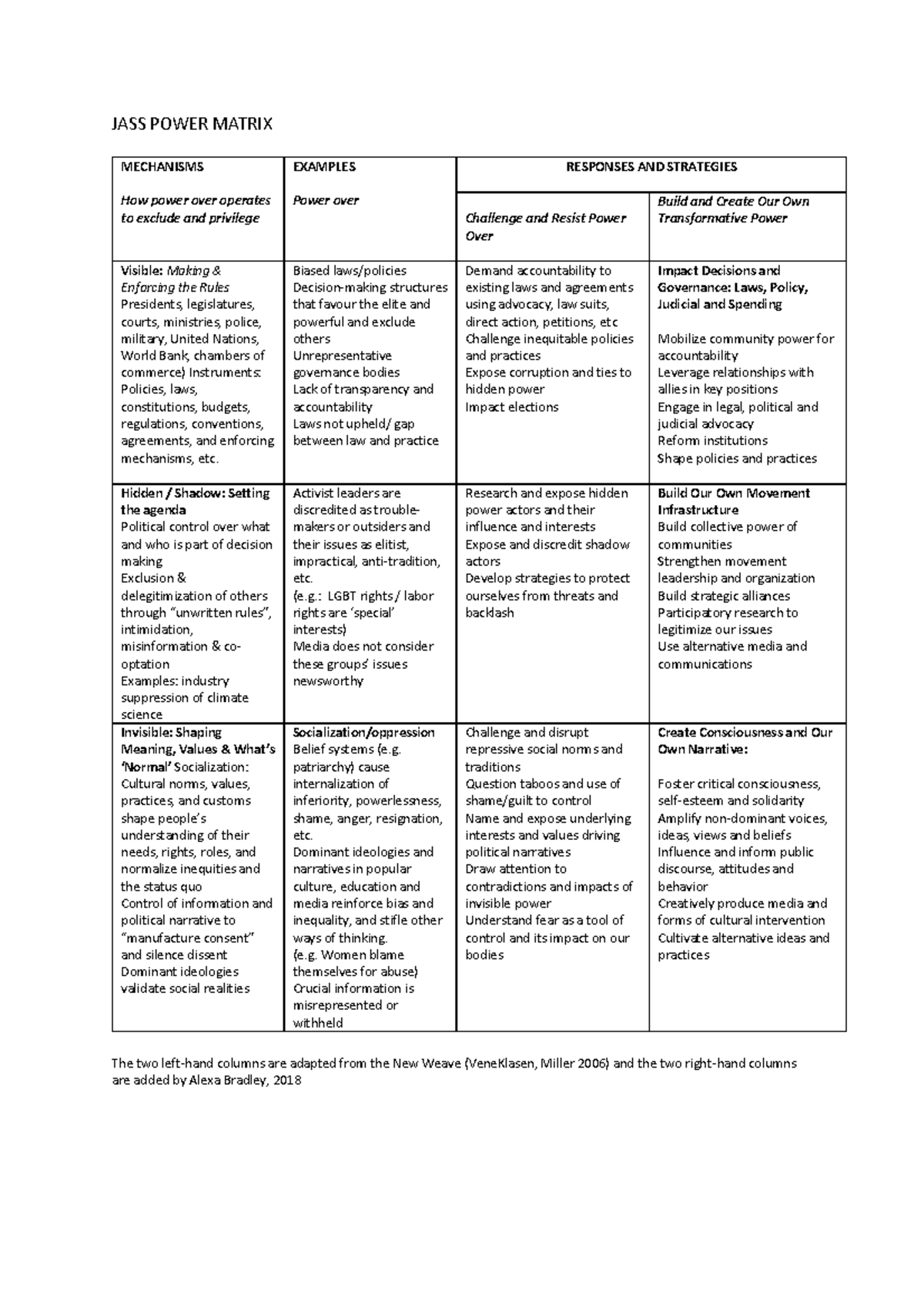 JASS- Power Matrix: Mechanisms, Examples, and Strategies for Change ...