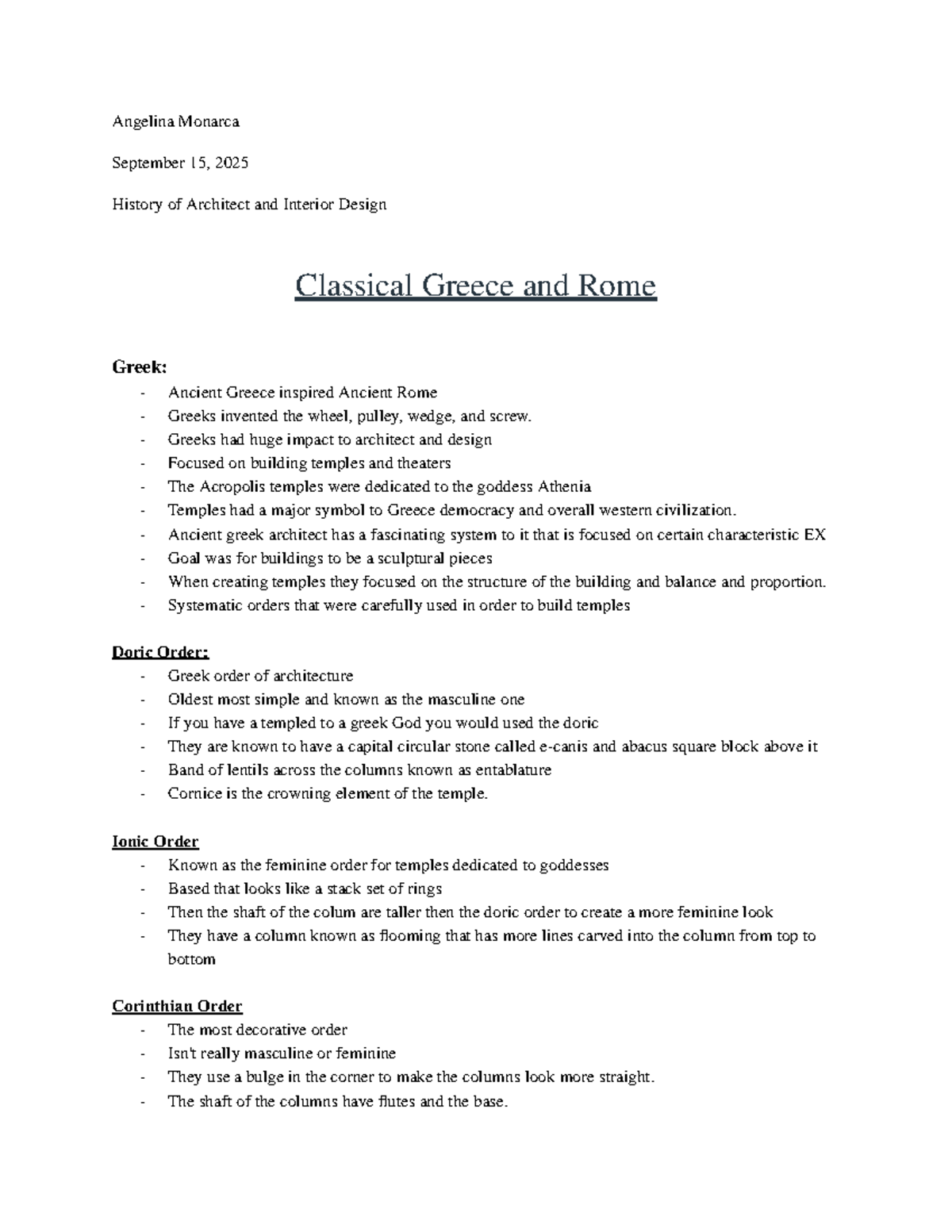 History of Architecture: Classical Greece & Rome (HIST 101) - Studocu