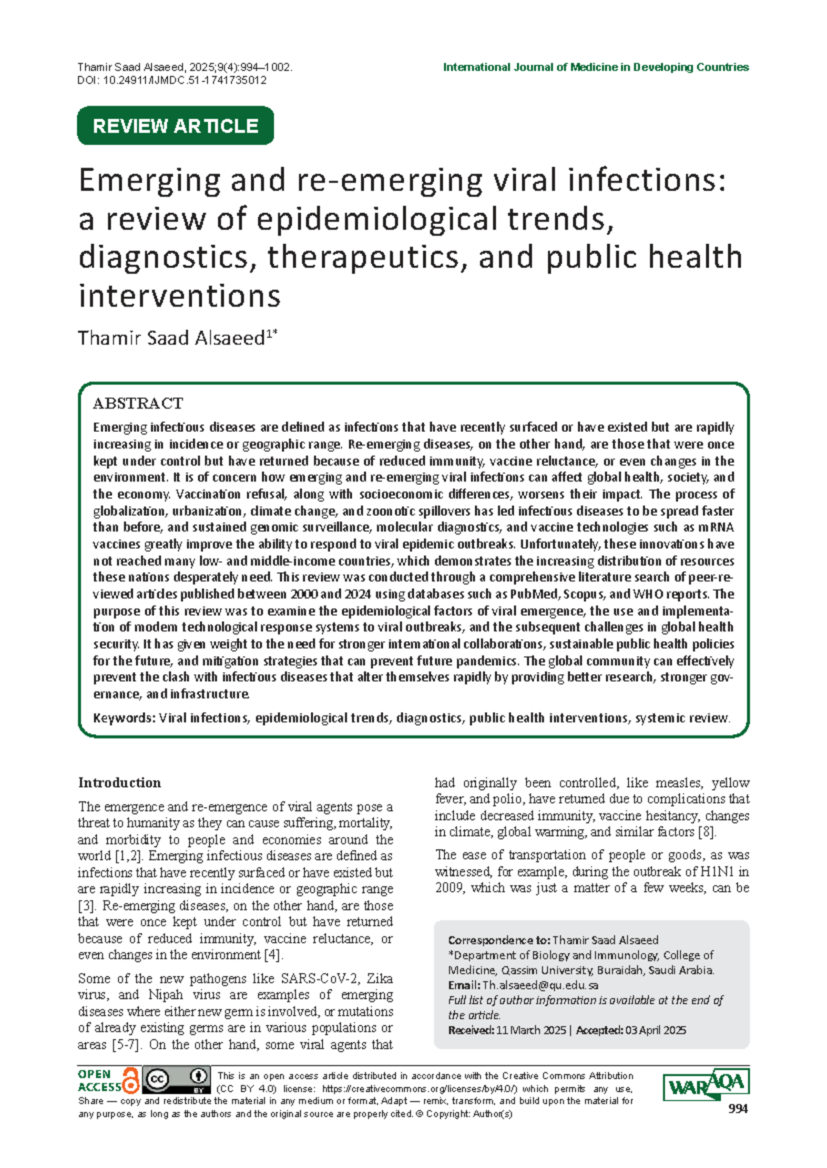 Emerging and Re-emerging Viral Infections: Trends and Interventions ...