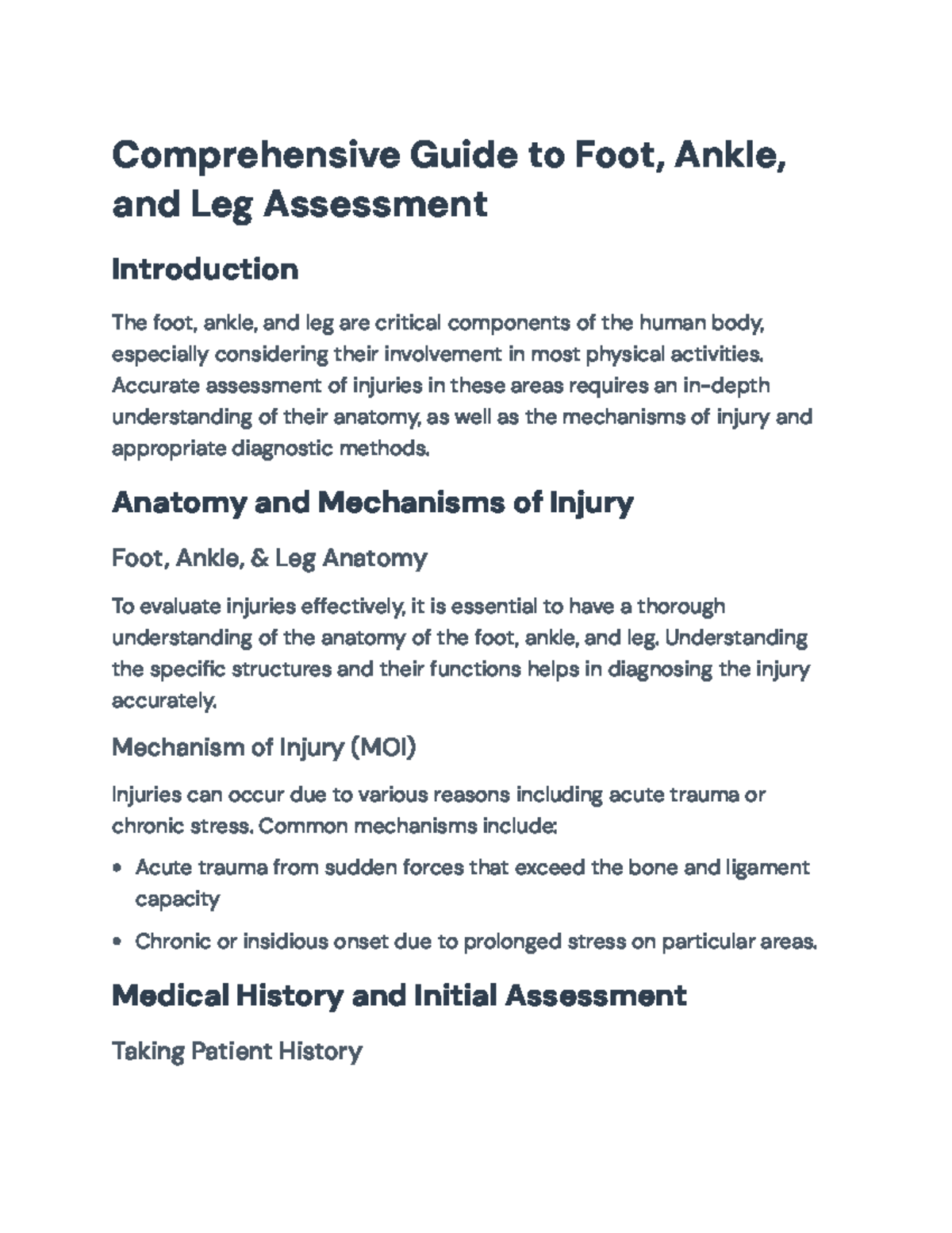 Comprehensive Assessment Techniques for Foot, Ankle, and Leg Injuries ...