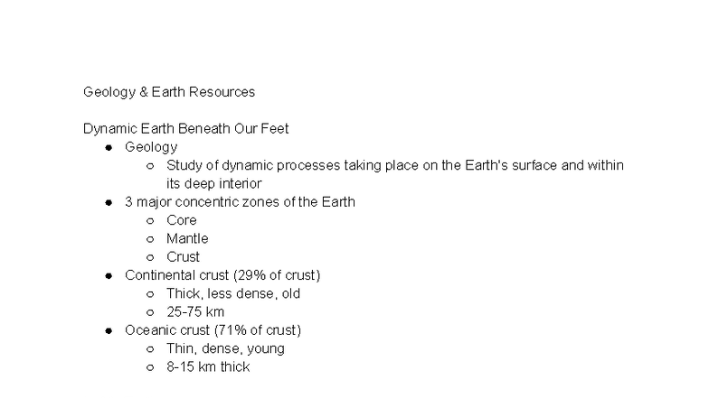 Dynamic Earth: Geology, Resources, and Climate Impacts (ENVI) - Studocu