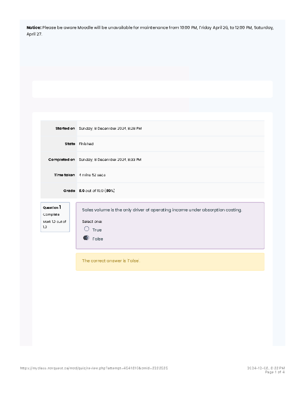 Chapter 8-Theory True-False - Notice: Please be aware Moodle will be ...