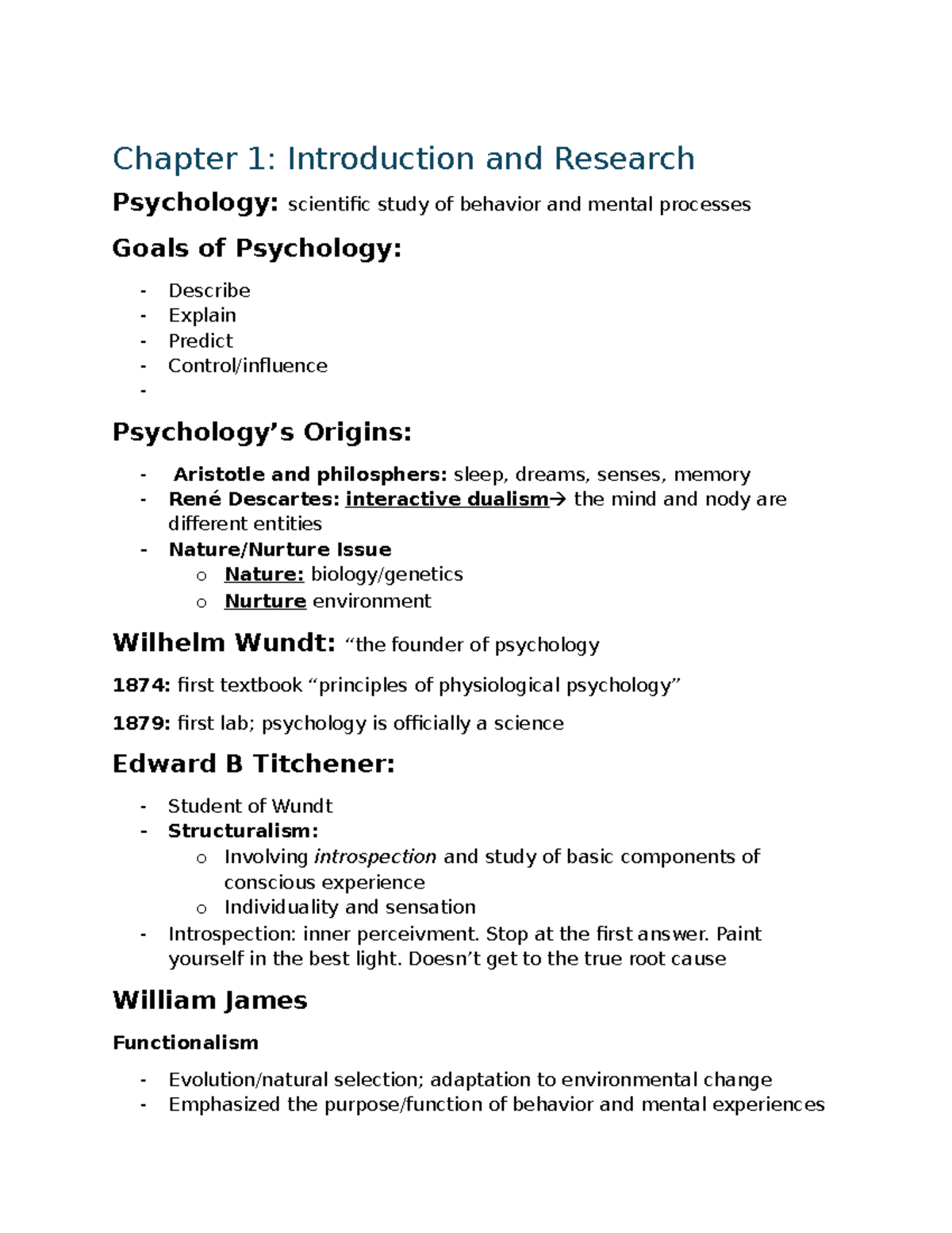 Psychology 101: Chapters 1-3 Overview on Foundations, Neuroscience & Perception - Studocu