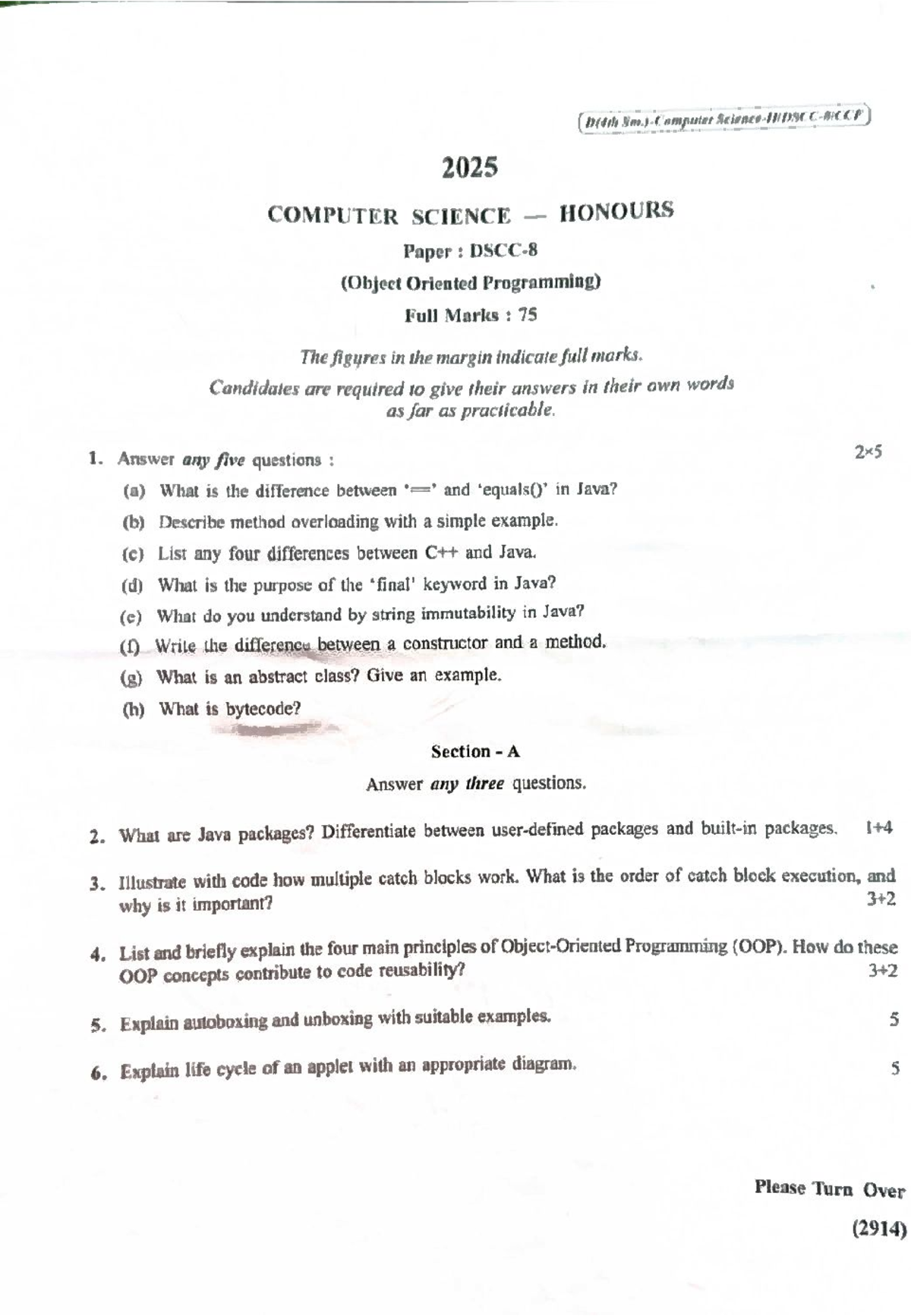 CMSM DSCC8 25 - OOP Final Exam Questions & Guidelines - Studocu