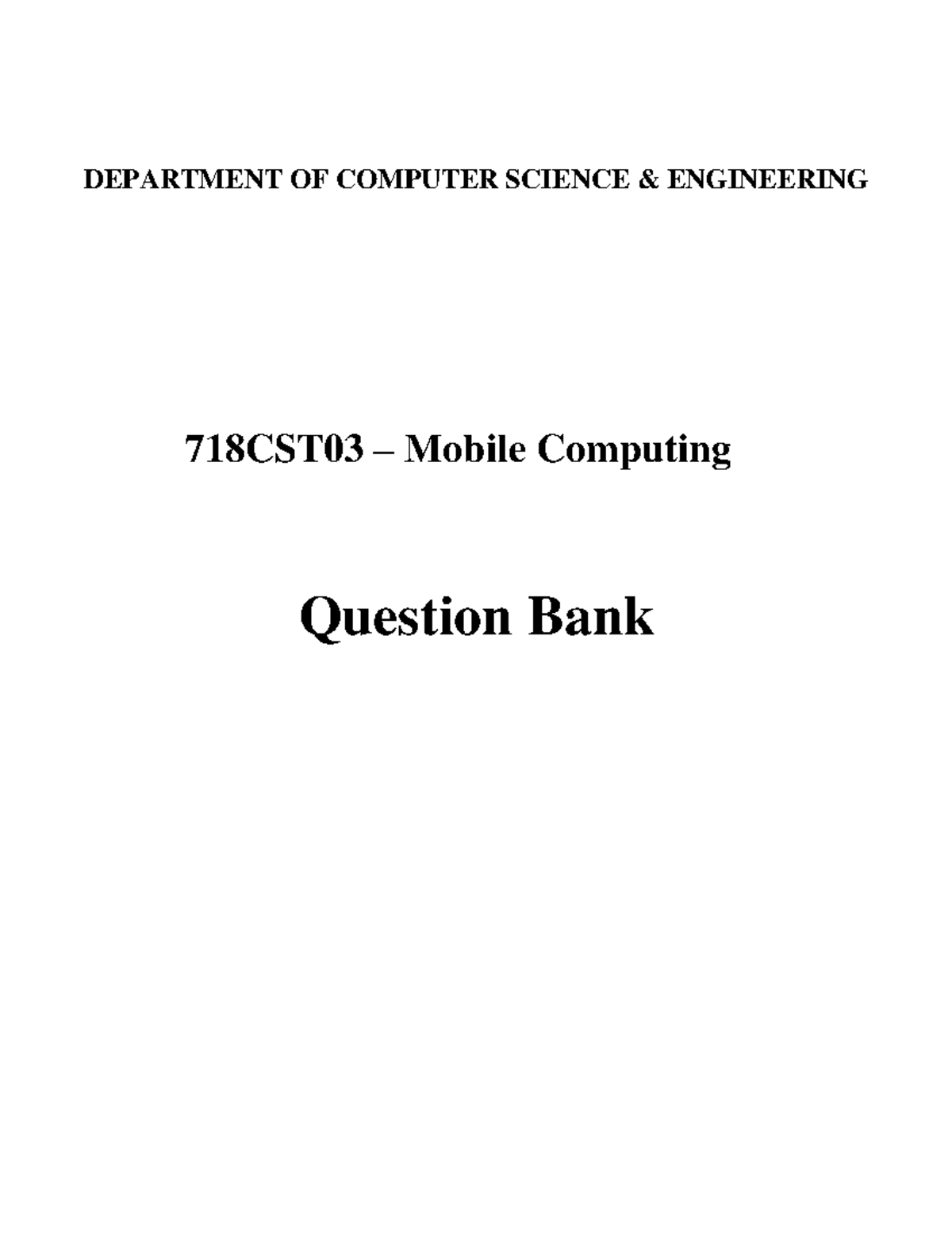Mobile Computing QB - Comprehensive Question Bank for 718CST03 - Studocu