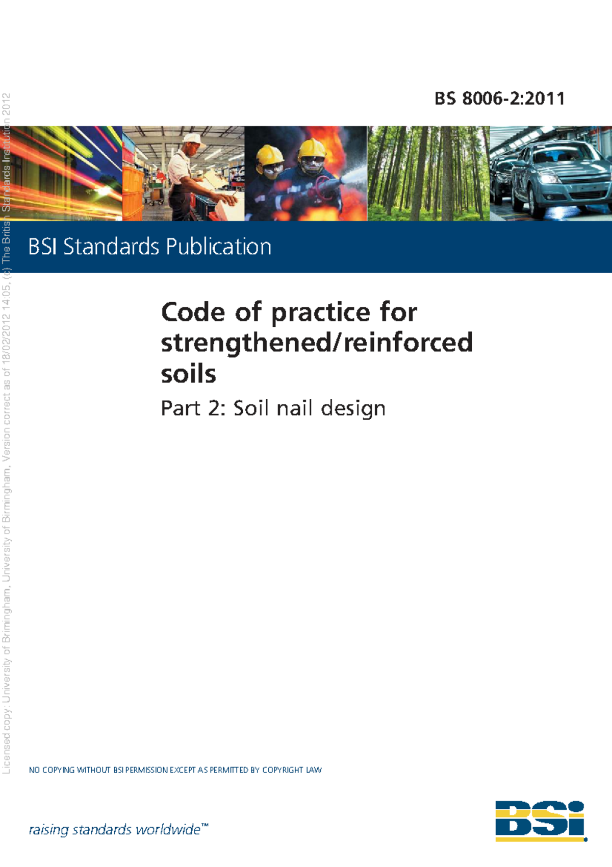 BS 8006: Code of Practice for Soil Nail Design and Applications - Studocu