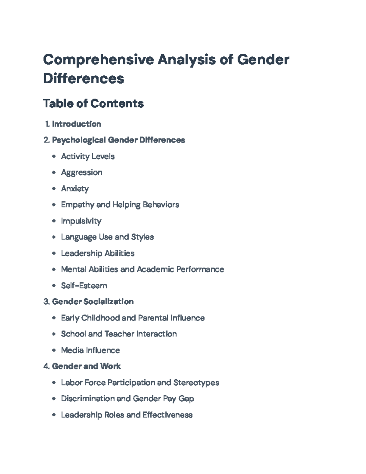 Comprehensive Analysis of Gender Differences in Development and Society ...