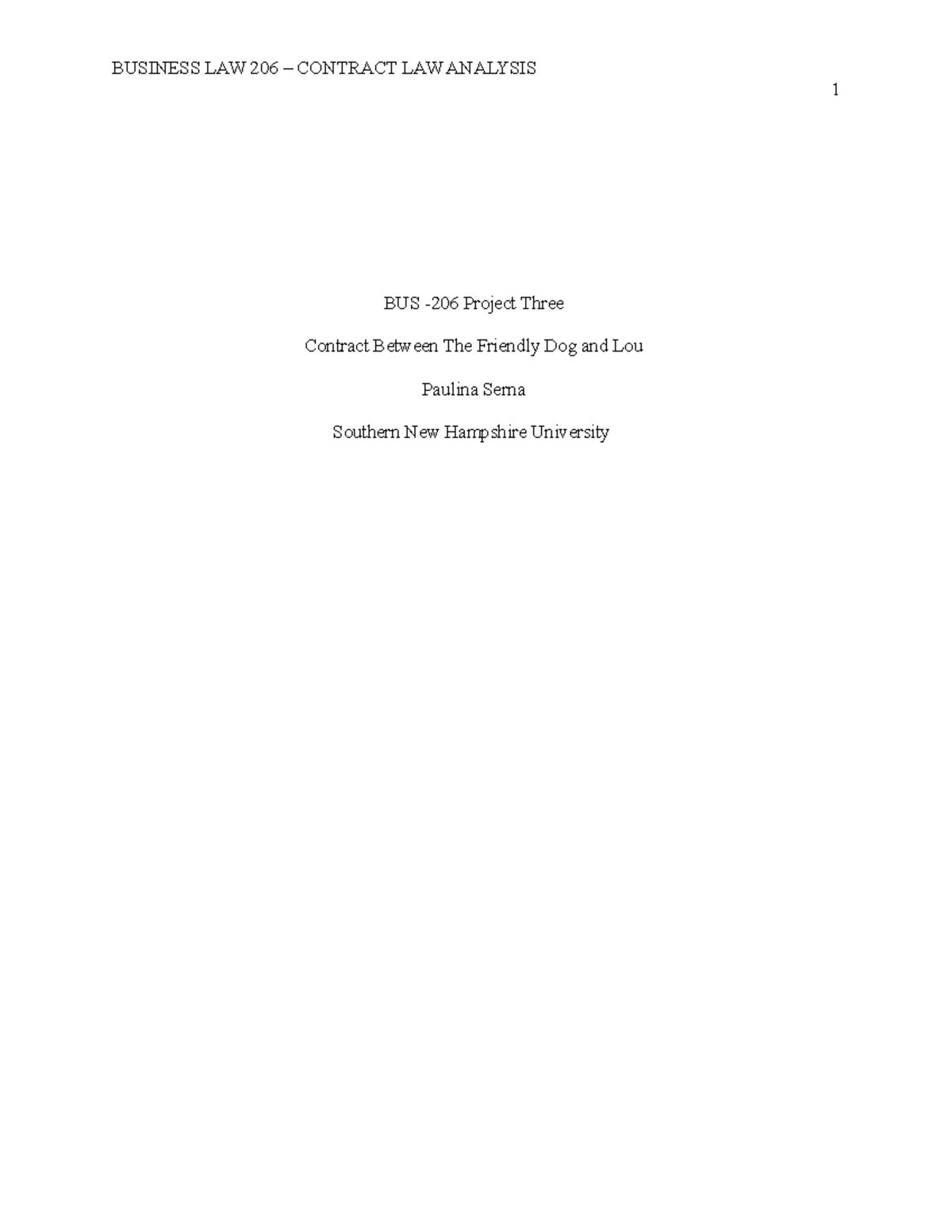 Module 7 - Project 3: Contract Analysis of The Friendly Dog vs Lou ...