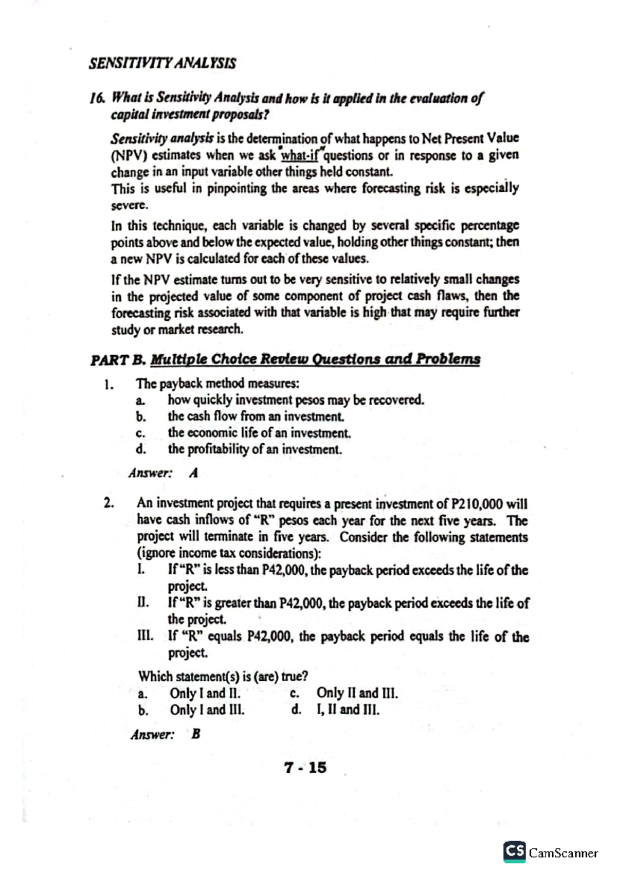 Sensitivity Analysis in Capital Investment Proposals (FIN 16) - Studocu