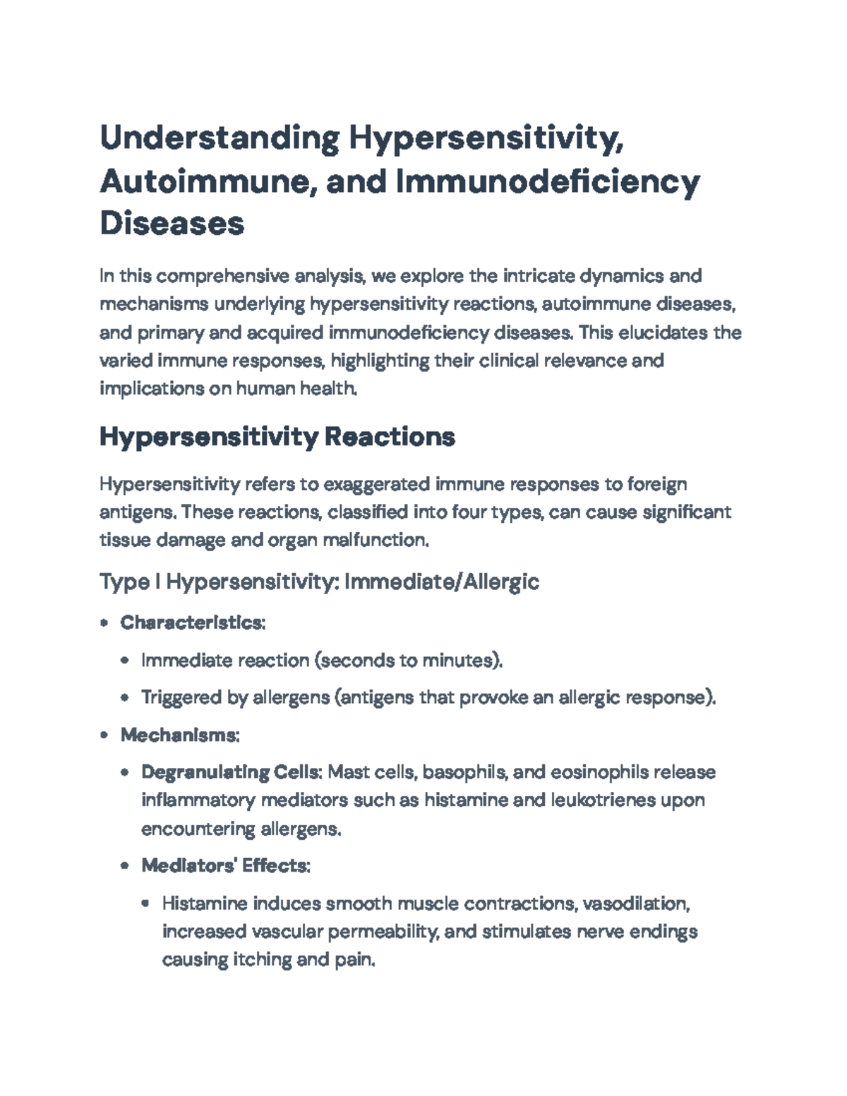 Understanding Hypersensitivity, Autoimmune, and Immunodeficiency ...