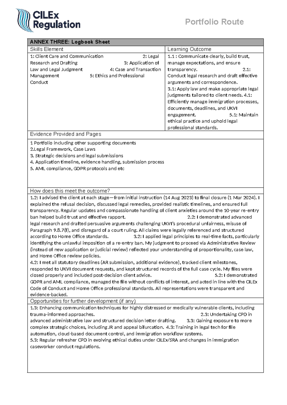 Admin Review Logbook Sheet: Skills & Evidence Portfolio Analysis - Studocu