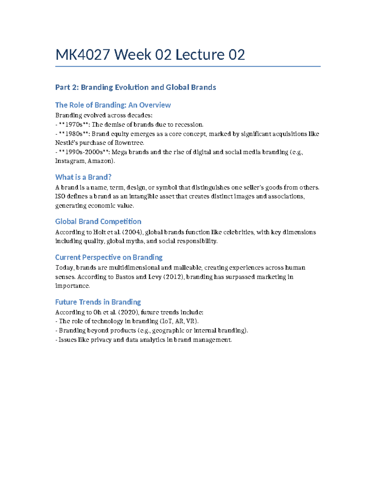 MK4027 Week 02 Lecture 02 - MK4027 Week 02 Lecture 02 Part 2: Branding ...