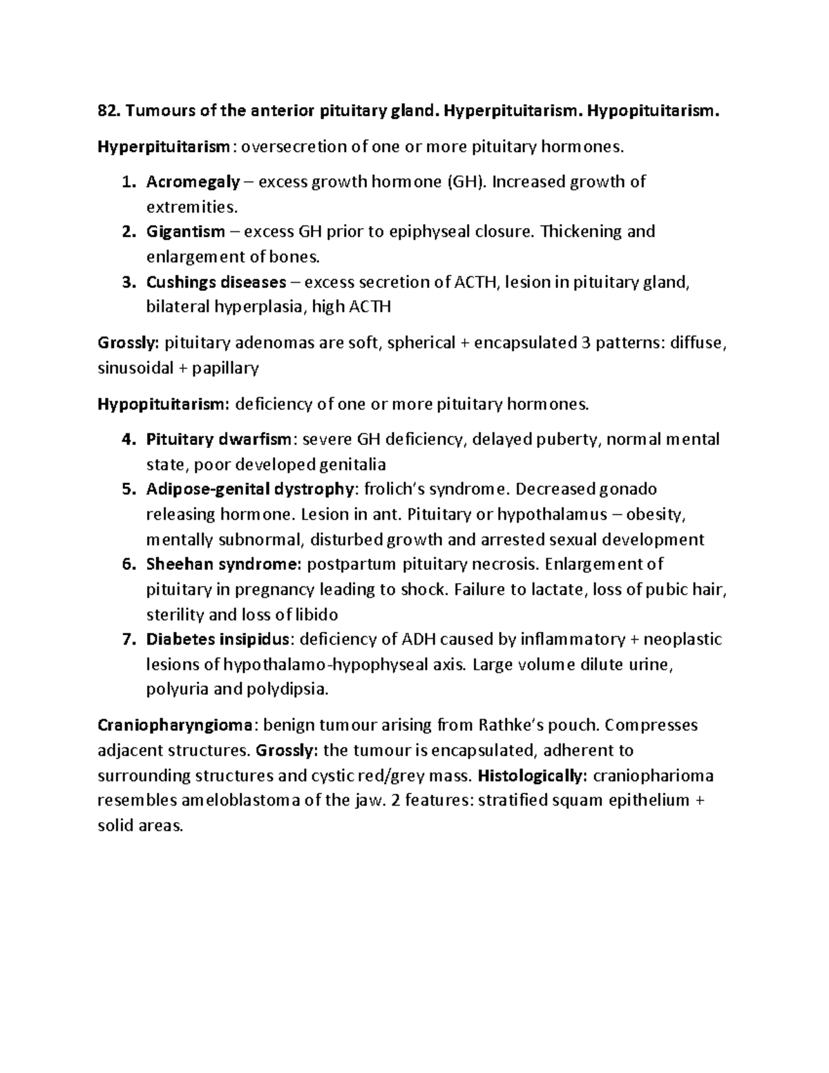 Pathoanatomy 82 - Grade: 5 - 82. Tumours of the anterior pituitary ...