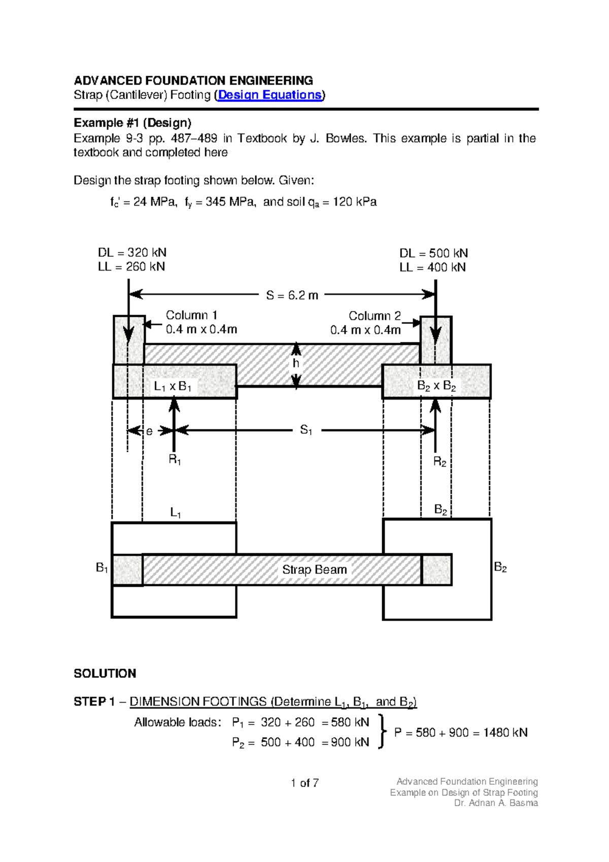 308951574 Advanced Foundation Engineering: Strap Footing Design Example ...