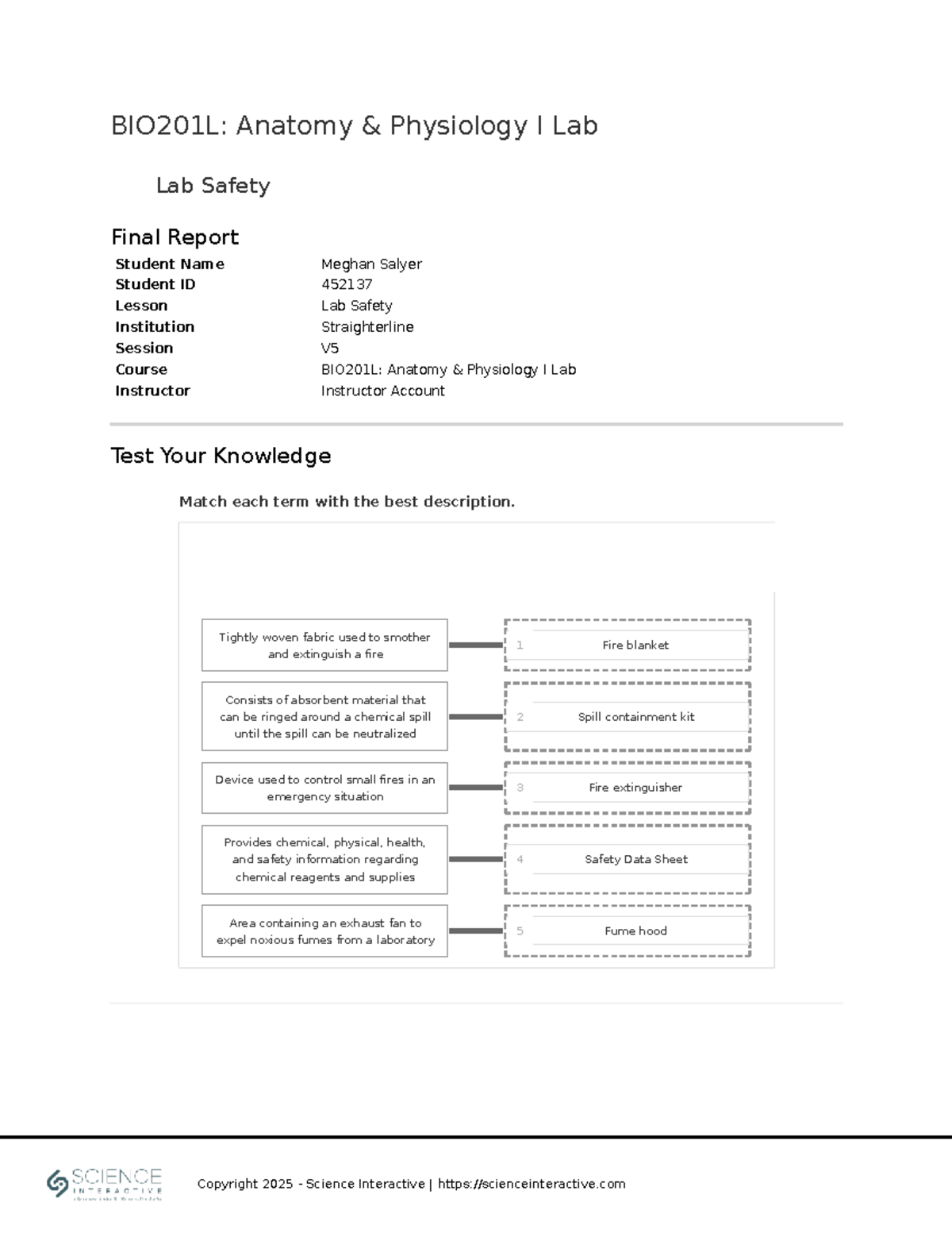 BIO201L: Anatomy Physiology I Lab Safety Final Report - Studocu