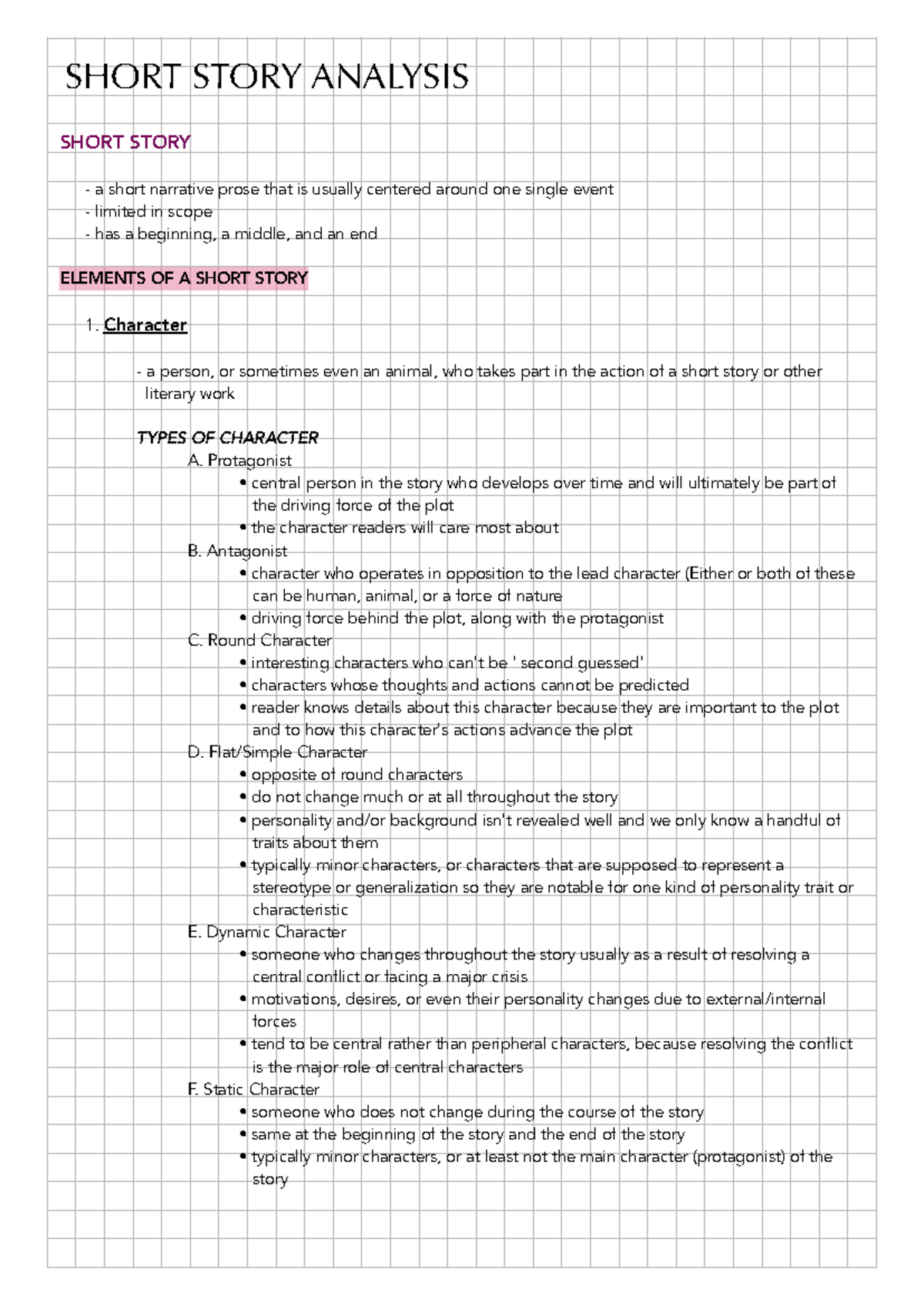 Lesson 7 - Analyzing Short Stories: Characters, Setting, Plot, and ...