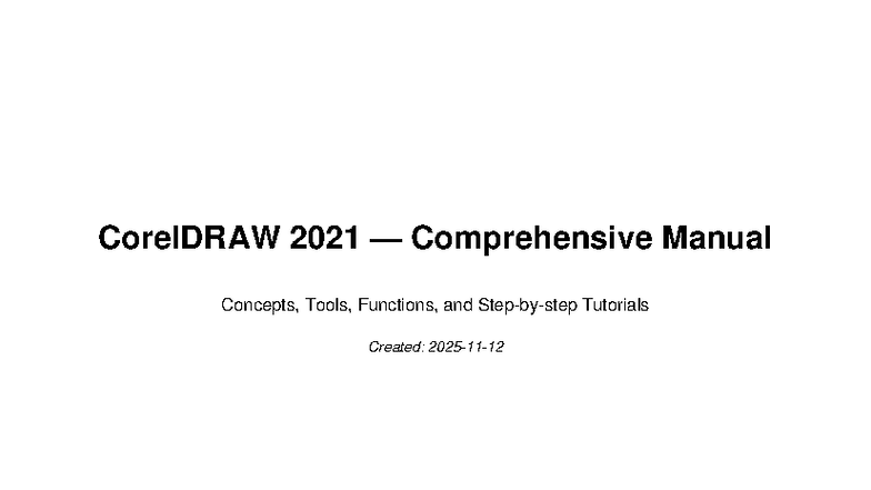 CorelDRAW 2021 Manual: Comprehensive Practical Guide and Tutorials ...