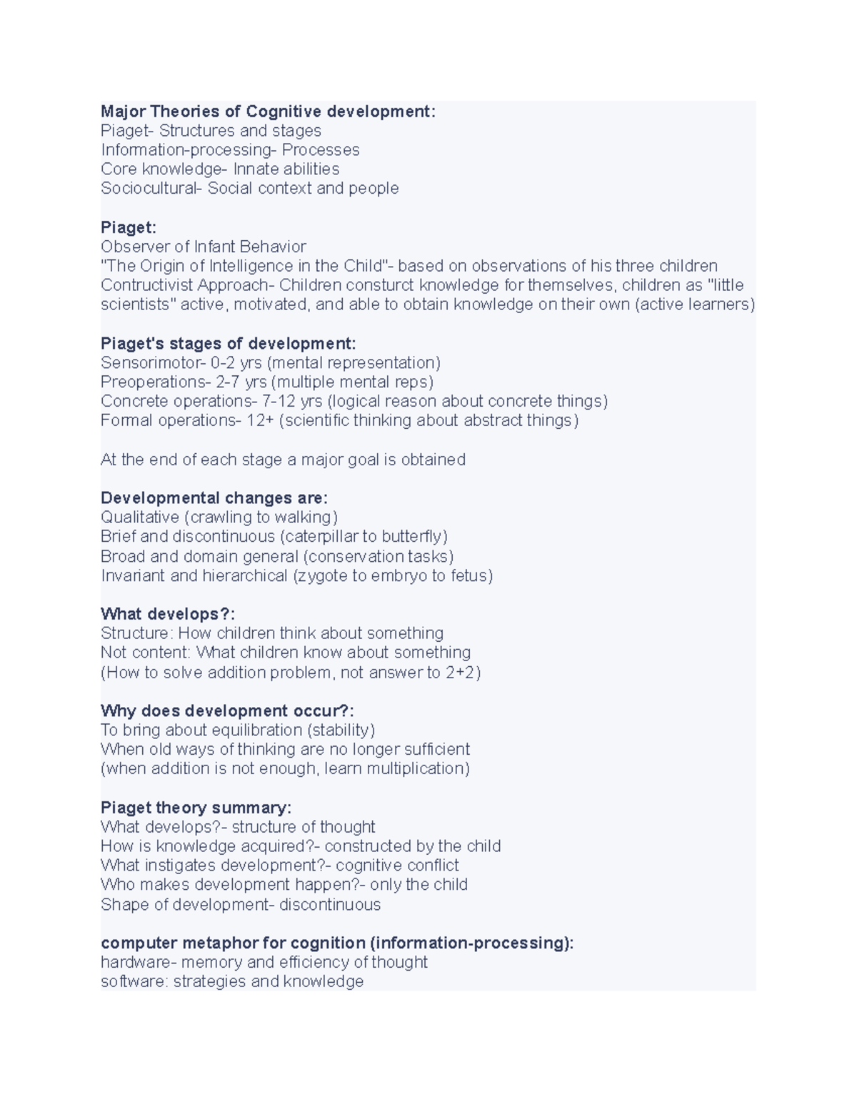 Developmental Psychology PSY 303: Test #3 Study Notes - Studocu