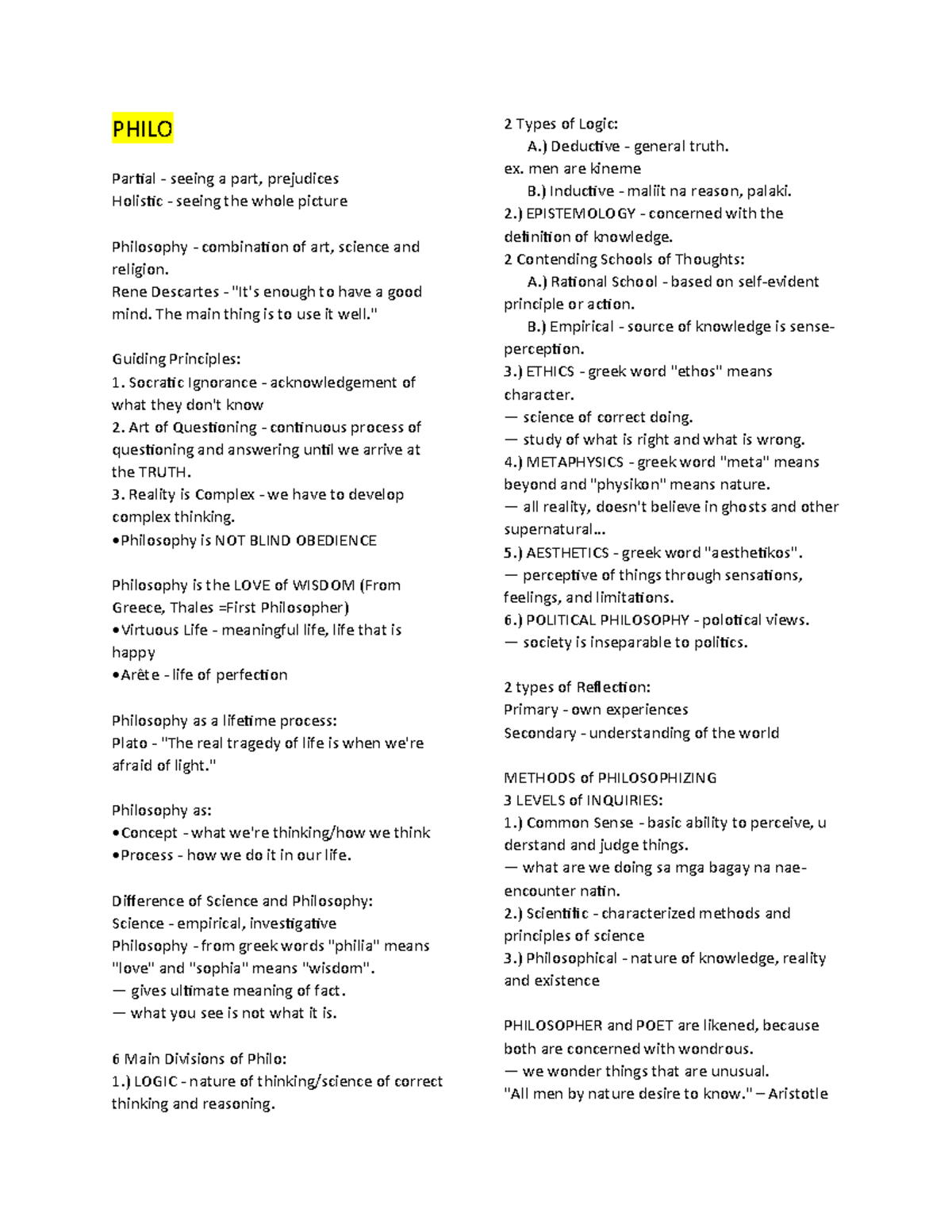 PHILO 101: Comprehensive Review on Philosophy, Culture, and Governance ...