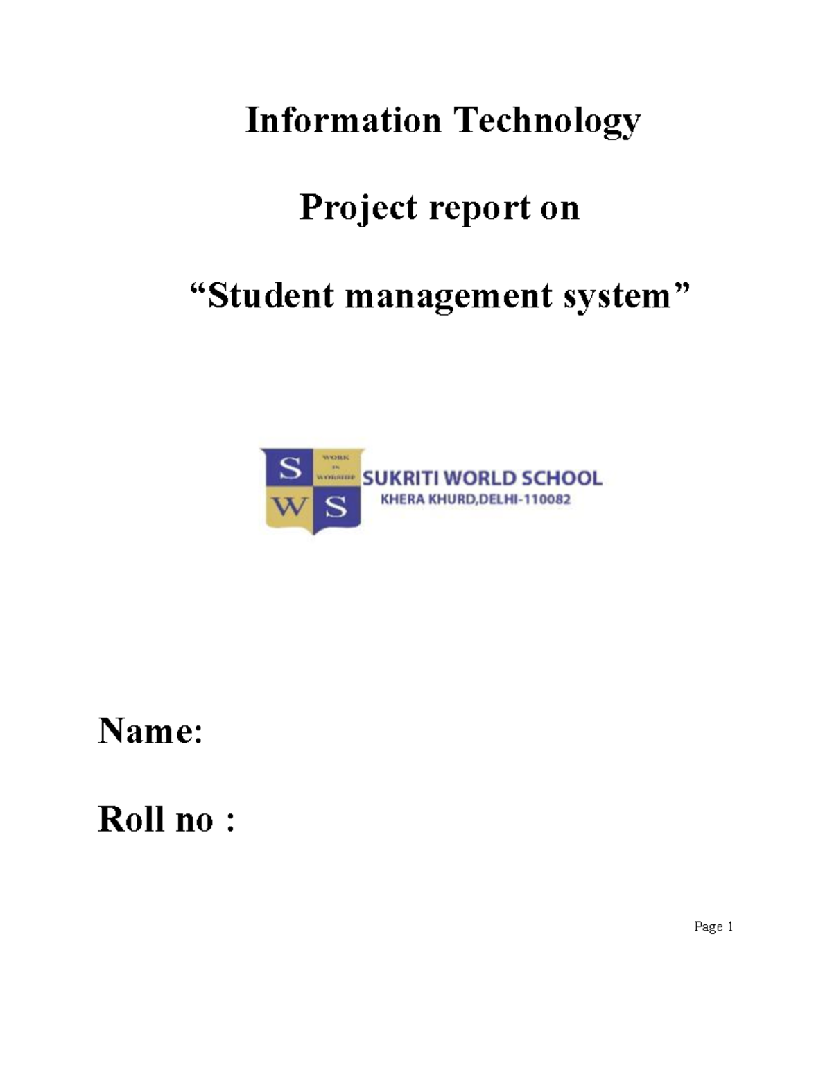 Student Management System Project Report - IT Sub. Code 402 - Studocu
