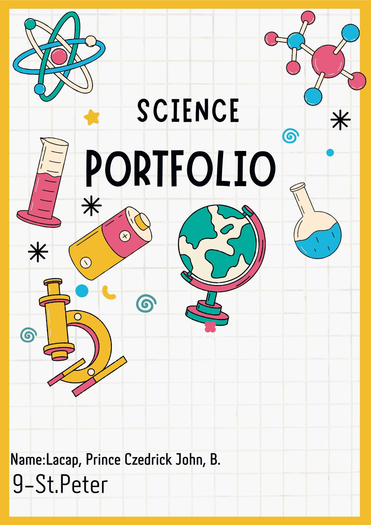 Yellow and Pink Doodle Science Project Cover A4 Document 20250818 ...