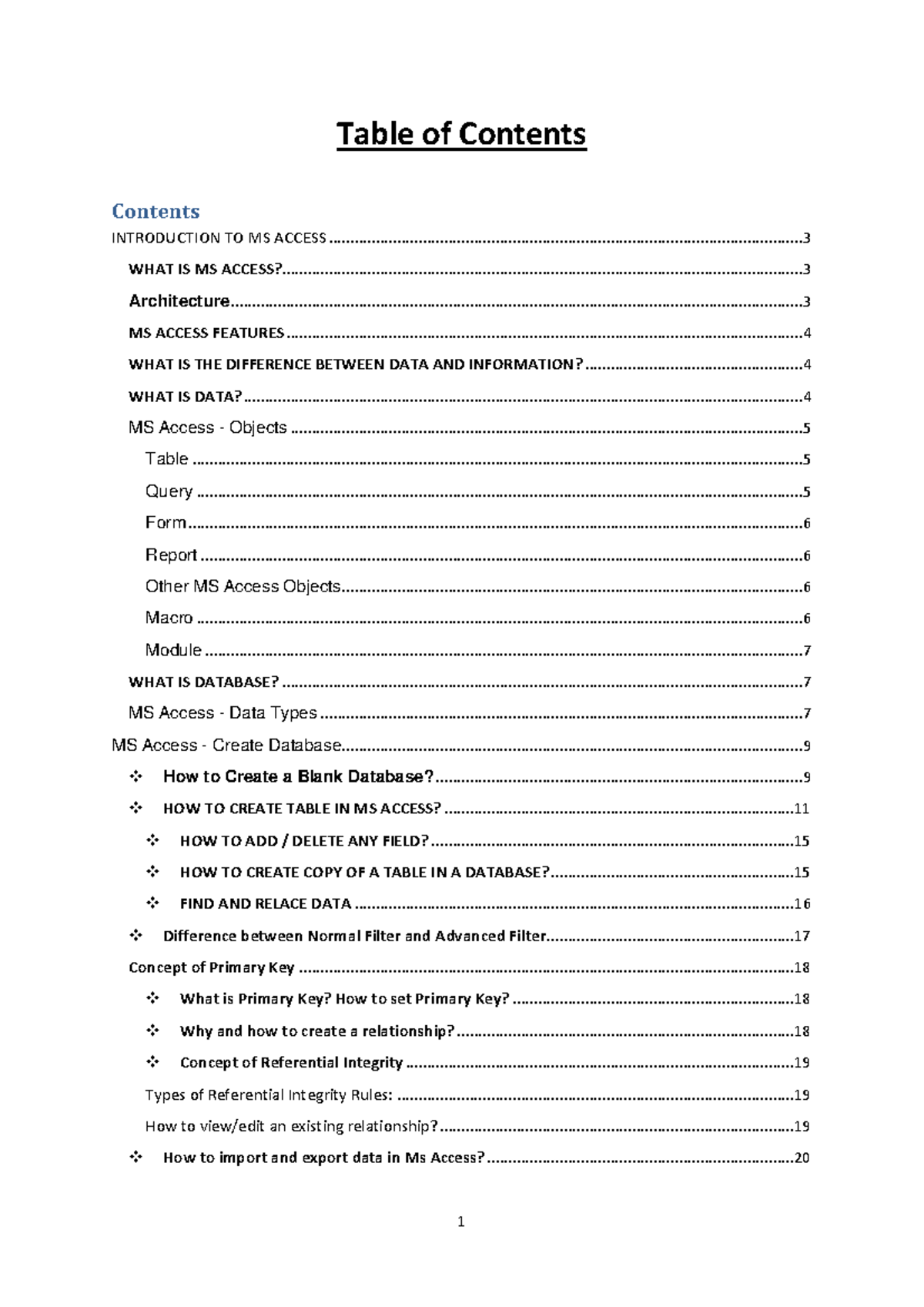 MS Access Complete Notes: A Comprehensive Guide to Database Management ...