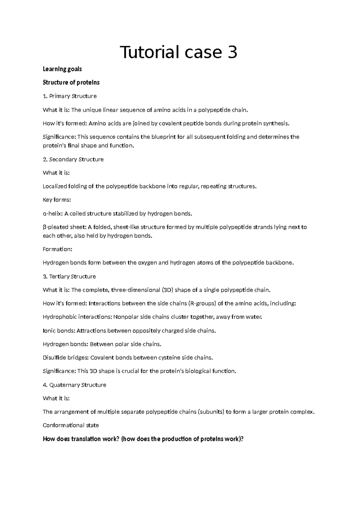 Tutorial Case 3: Structure and Function of Proteins - BBS - Studeersnel