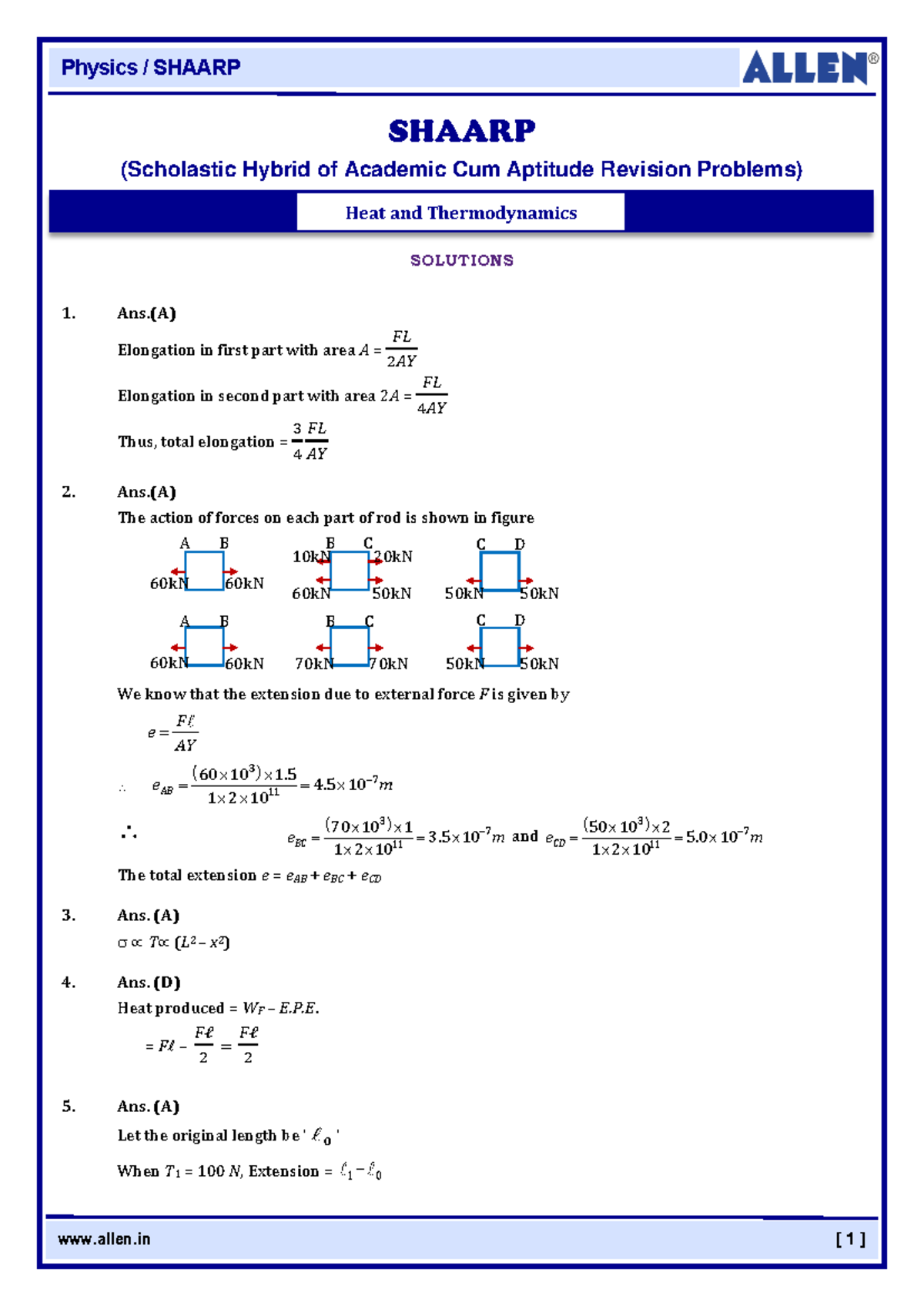 Physics SHAARP Heat and Thermodynamics Solutions - Studocu