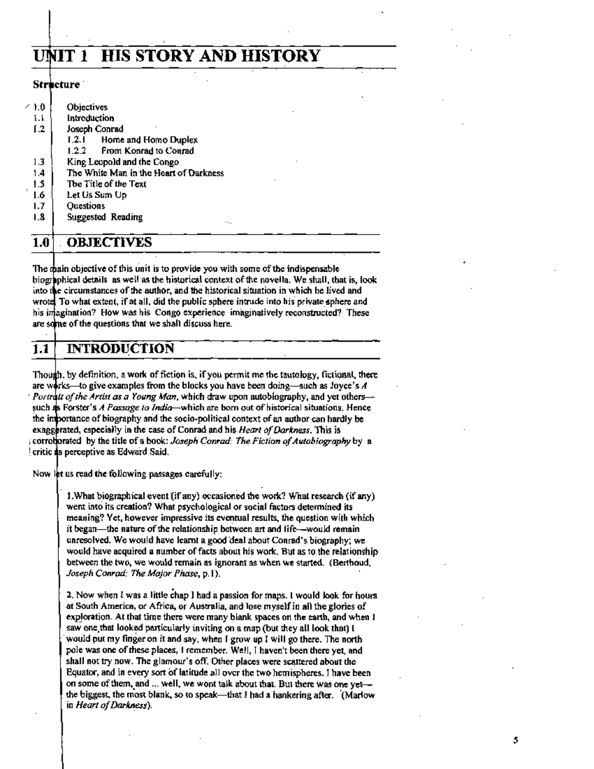 Unit-1 - GOod - HIS STORY AND HISTORY ####### St cture It Objectives ...